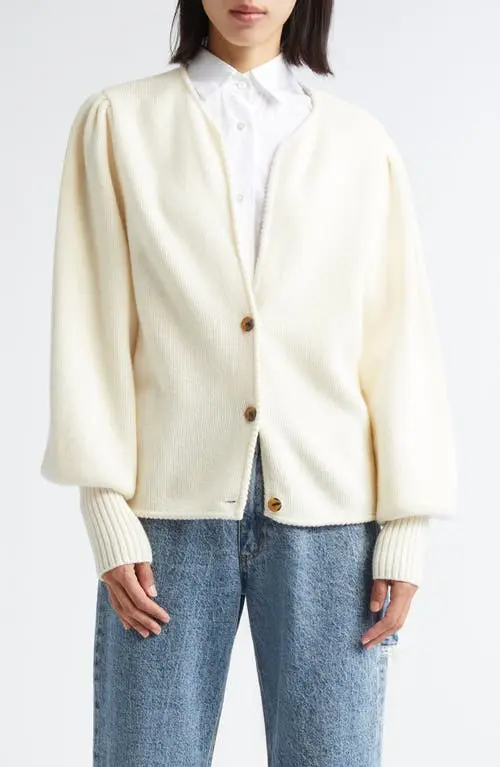 TANNER FLETCHER Gender Inclusive Juliet Balloon Sleeve Wool Cardigan