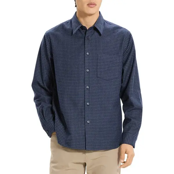 Theory Weekend Woods Check Cotton Button-up Shirt