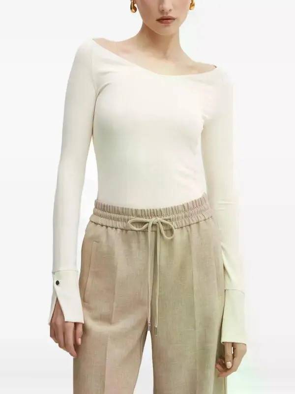Hugo Boss Boat-neck Button-cuff Top