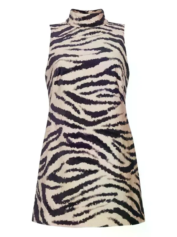 Cara Cara Zebra-print Mini Dress - Neutrals