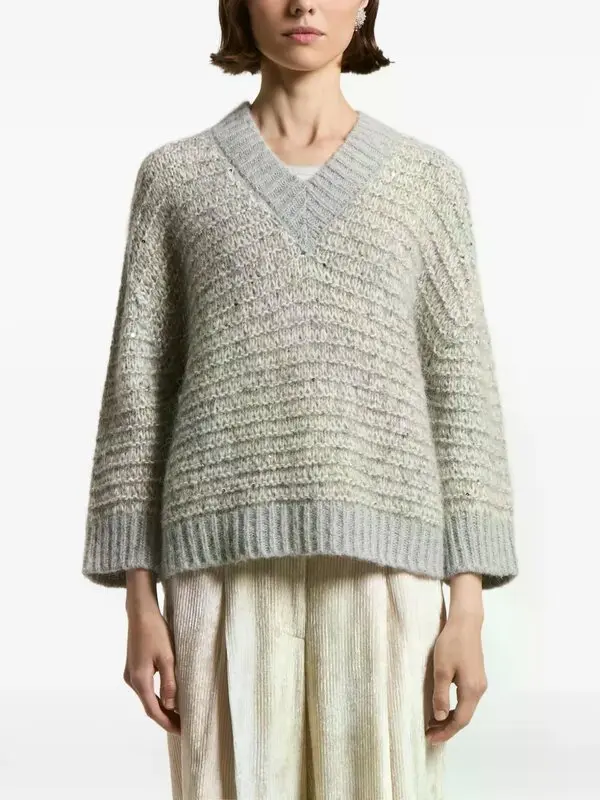Peserico Sequin-embellished V-neck Sweater