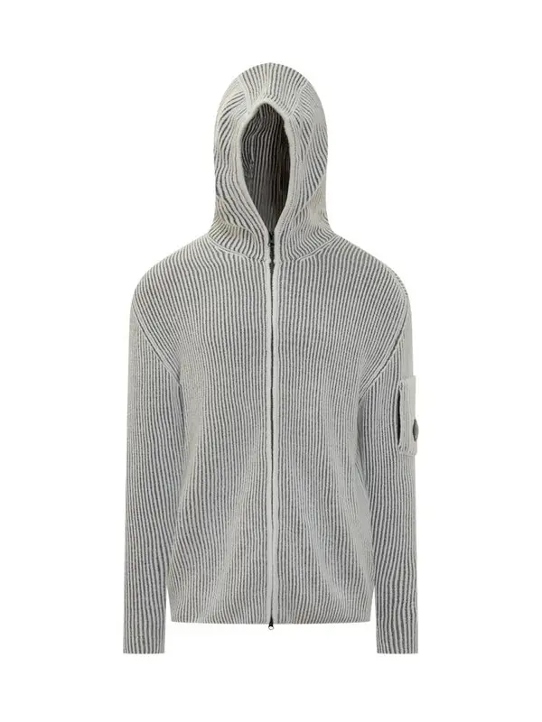 C.P. COMPANY Striped Knit Zip-up Hoodie