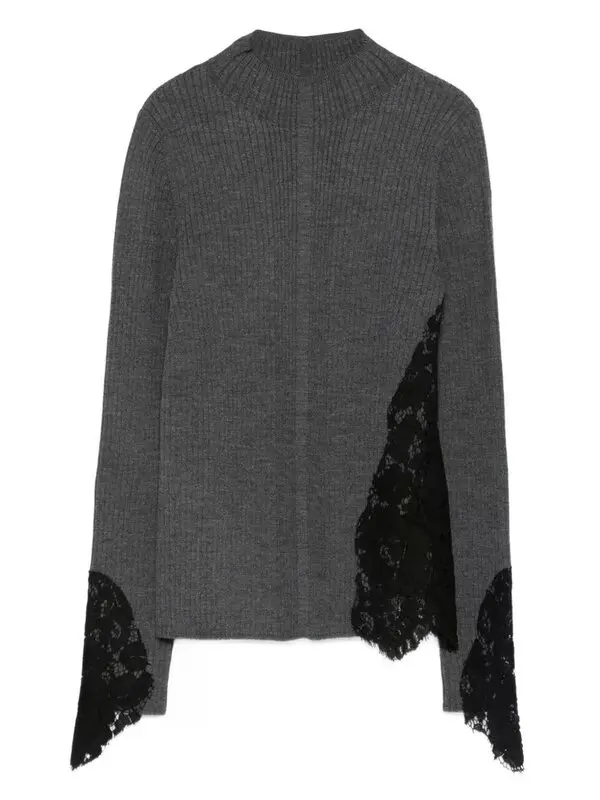Pinko Samoa Lace-insert Ribbed Sweater - Grey