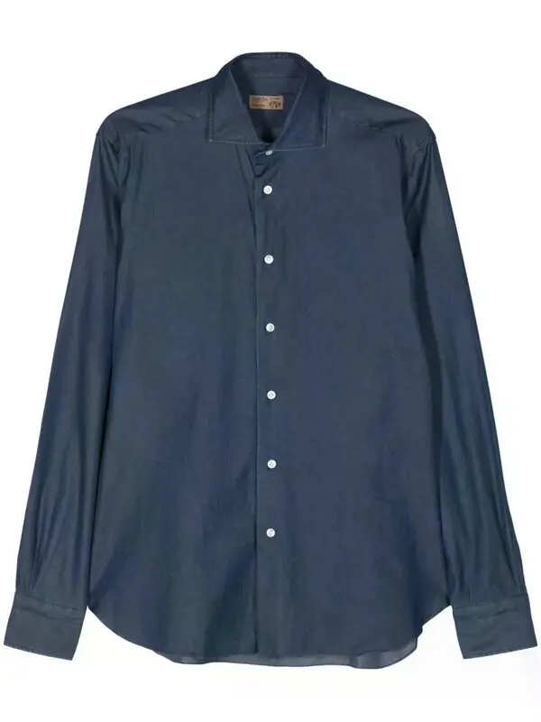 BARBA NAPOLI Classic-collar Chambray Shirt - Blue