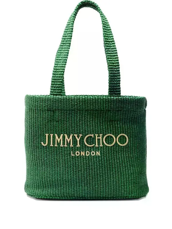 JIMMY CHOO Logo Raffia Tote Bag
