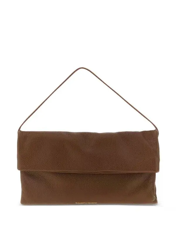 Elisabetta Franchi Logo-embossed Folded Shoulder Bag - Brown