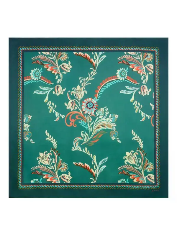 Etro Daffodil-motif Silk Scarf - Green