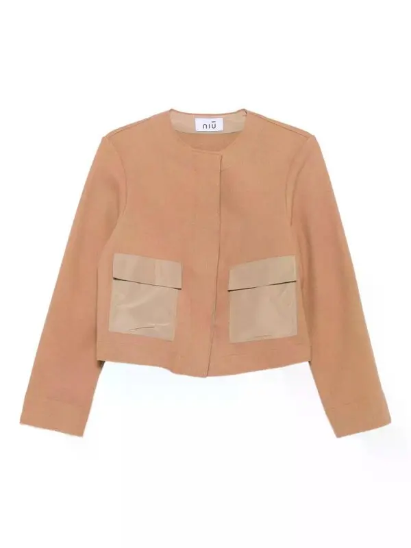 NIU Patch-pocket Bolero Jacket - Brown