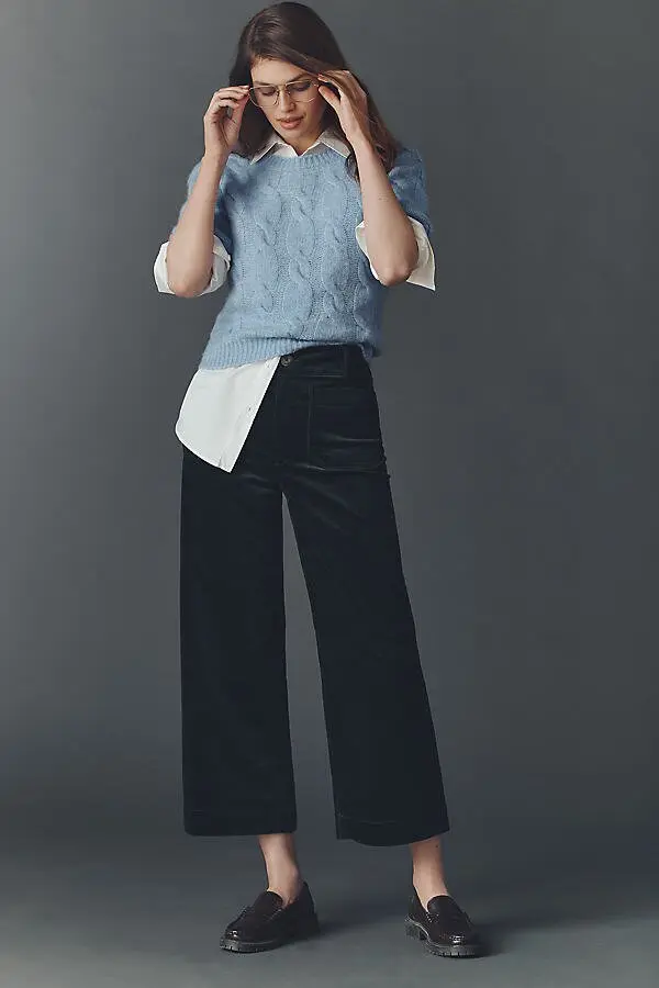 Maeve The Colette Bow Corduroy Crop Wide-leg Pants