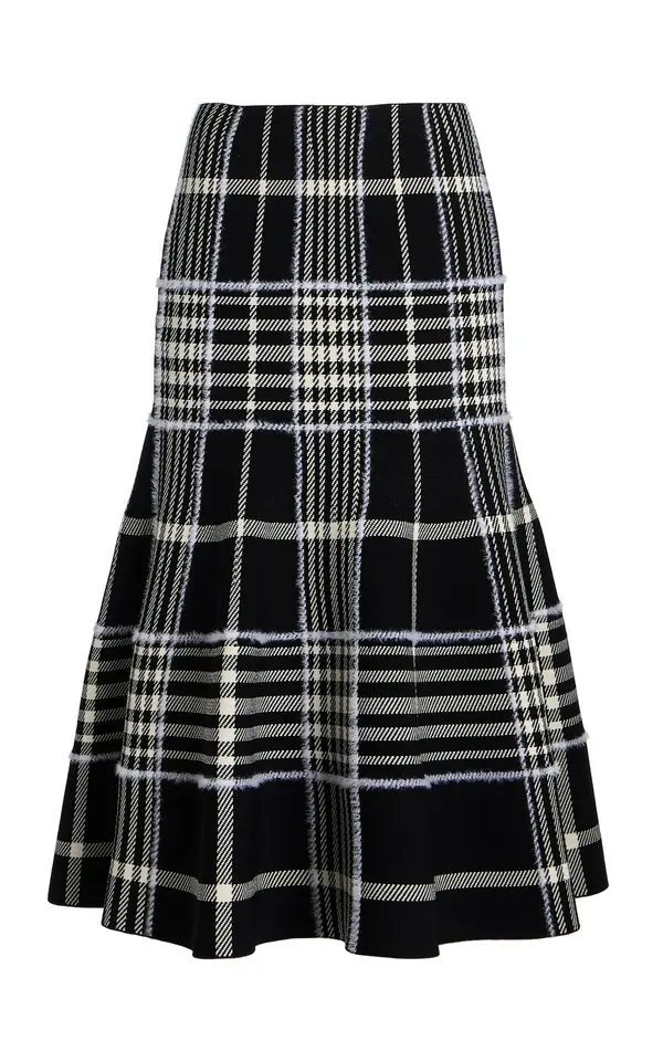 Brandon Maxwell The Rory Plaid-jacquard Midi Skirt - Black