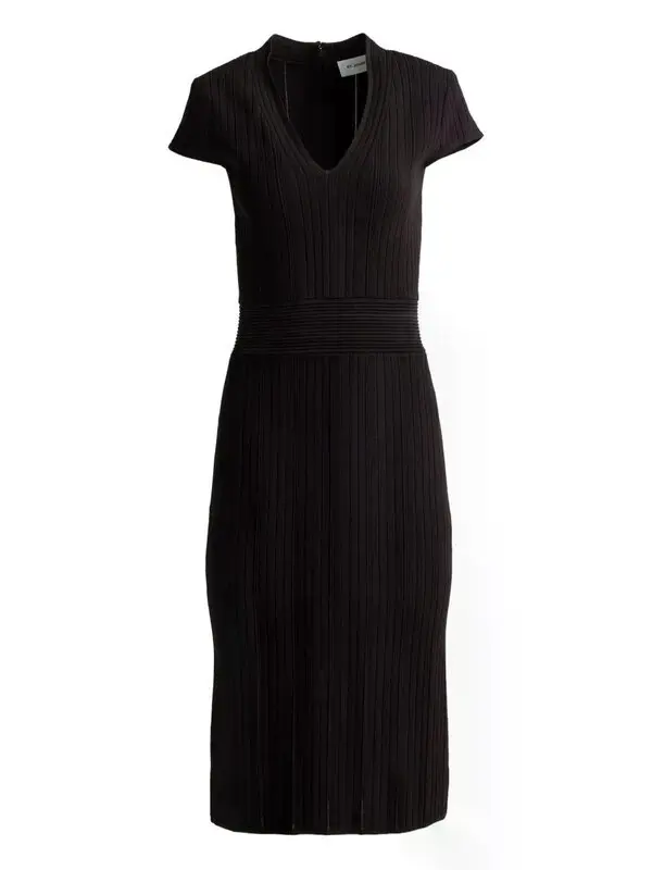 St. John V-neck Midi Dress - Brown