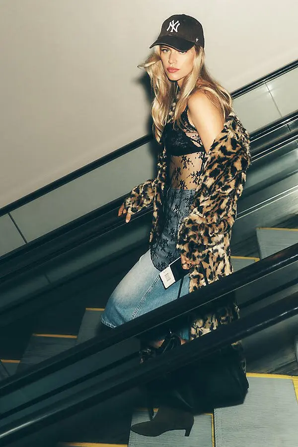 UNREAL FUR Long Song Leopard Print Faux-fur Coat