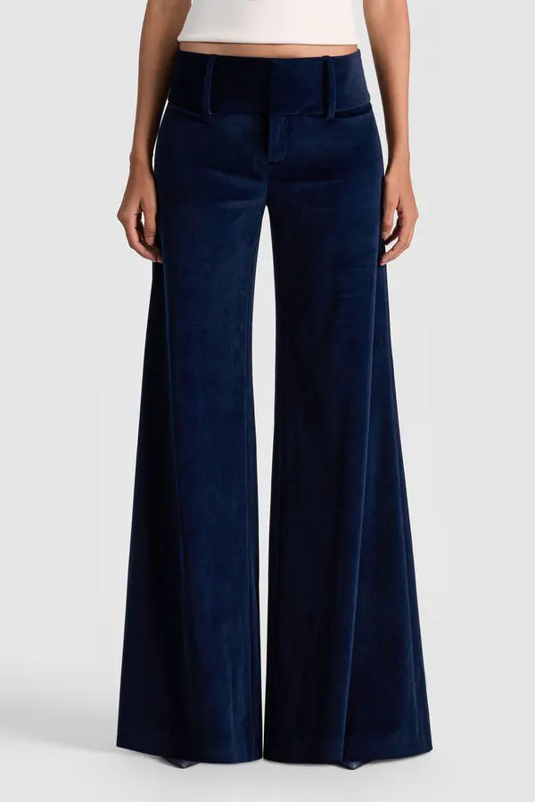 Alice + Olivia Olivia Velvet Wide Leg Pant - Blue