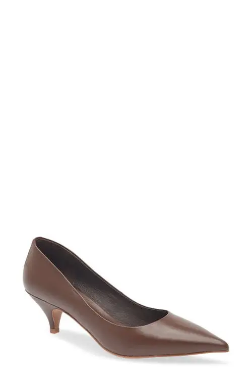 Jeffrey Campbell Pointed Toe Leather Pumps - Espresso