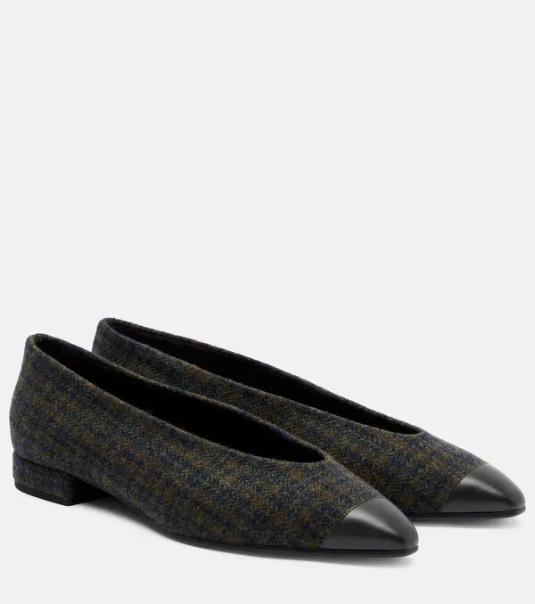 Loro Piana Rebecca Leather-trimmed Tweed Ballerina Flats - Multicoloured