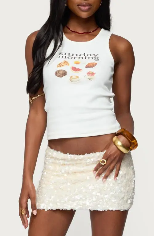 EDIKTED Graphic-print Ribbed Tank