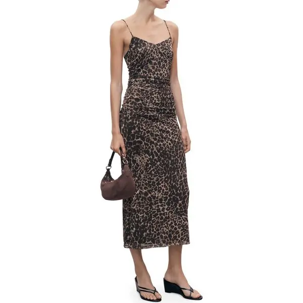 Mango Animal Print Midi Slipdress
