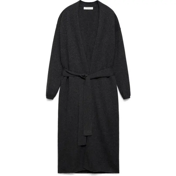 Mango Cashmere Long Cardigan - Charcoal