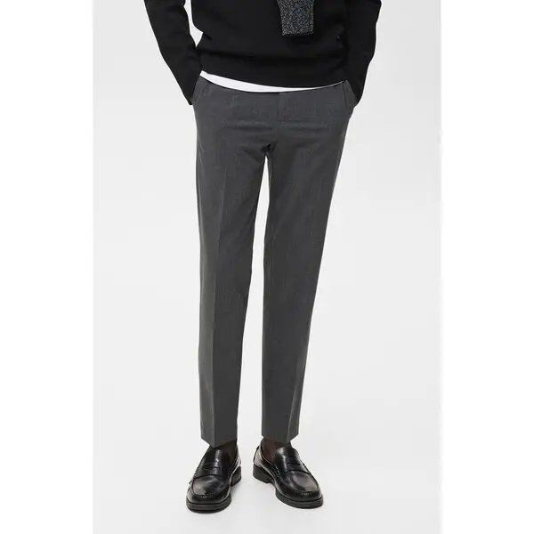 Mango Slim Fit Stretch Trousers - Grey