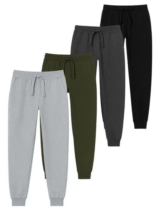 BENBEN 4 Pack Basic Everday Joggers Ultra Soft Fleece - Black/grey/charcoal/green