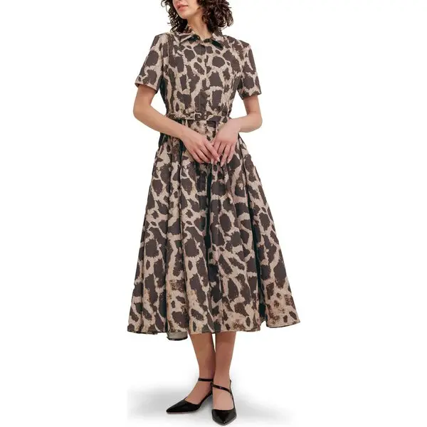 FREEMARKET Animal Print A-line Midi Dress