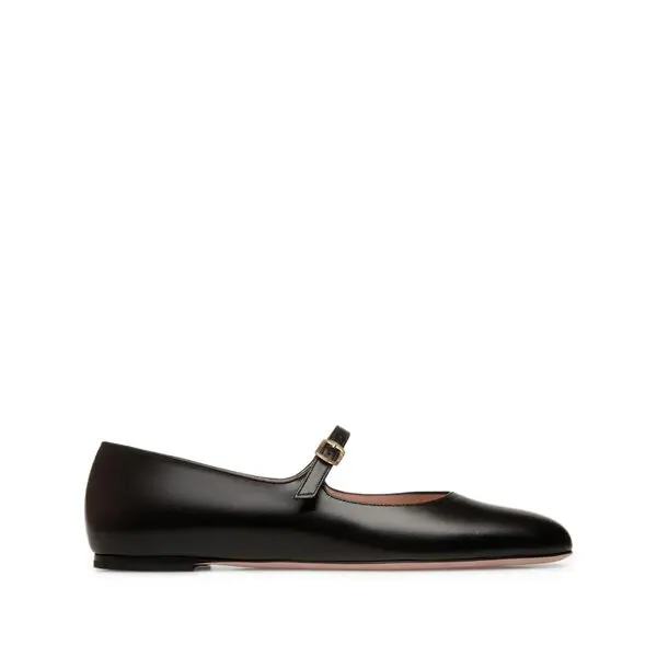 Bally Buckle-strap Leather Ballerinas - Black