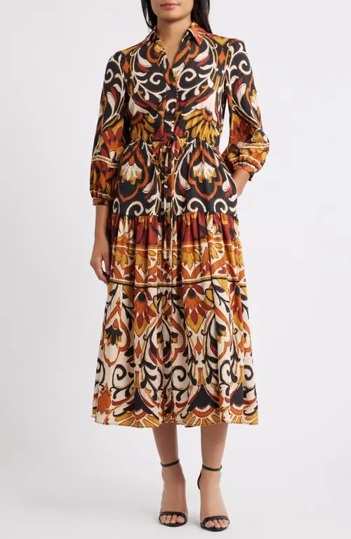Julia Jordan Geo Print Shirtdress - Brown/black Multi
