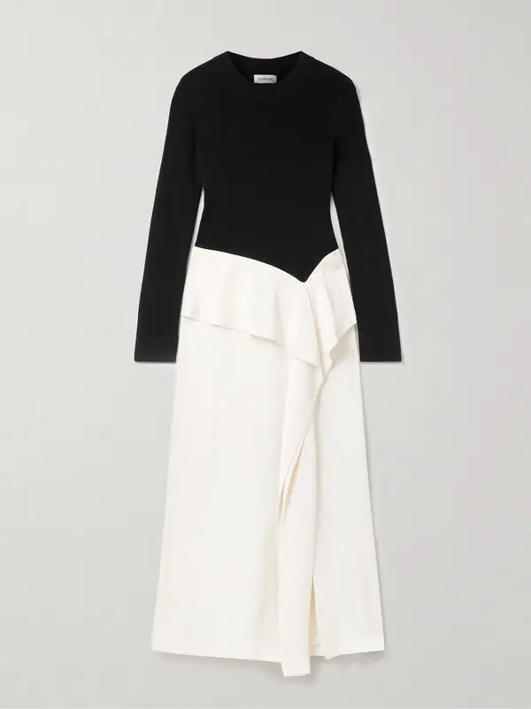 Simkhai Ornella Stretch-knit And Draped Satin Midi Dress - Multi