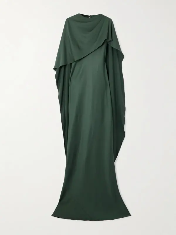 Simkhai Izel Cape-effect Satin Gown - Green