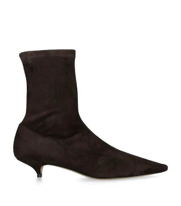 THE ROW Liisa Suede Ankle Boots - Brown