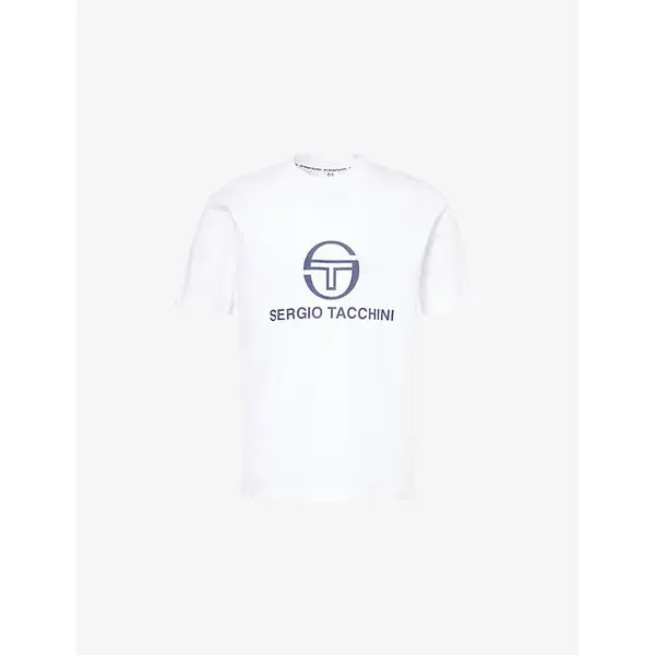 SERGIO TACCHINI Logo-print Cotton T-shirt - White/maritime Blue