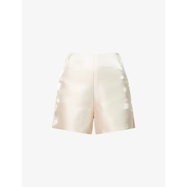 AMY LYNN Shiny Tailored High-rise Woven Shorts