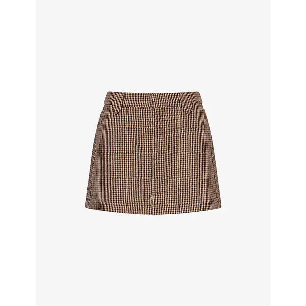Paige Houndstooth Woven Mini Skirt