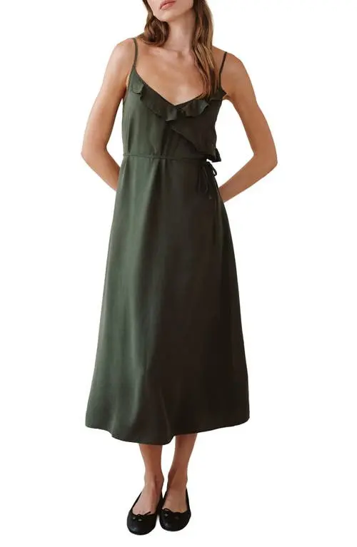 Bella Dahl Ruffled Faux Wrap Midi Dress