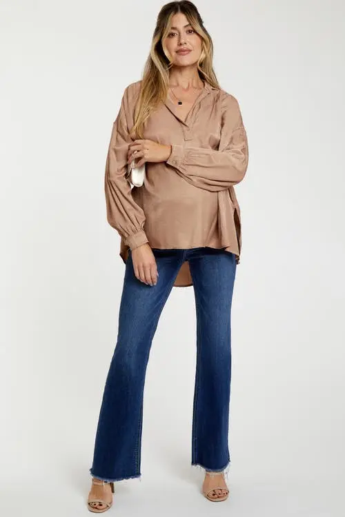 PINKBLUSH Raw Hem Bootcut Maternity Jeans