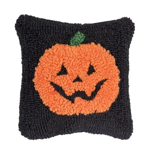 C&F HOME Jack O' Lantern Pumpkin Halloween Hooked Mini Accent Pillow 8" X 8