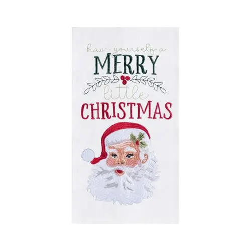 C&F HOME Have Yourself A Merry Little Christmas" Sentiment With Santa Claus Cotton Flour Sack Kitchen Dish Towel 27l X 18w