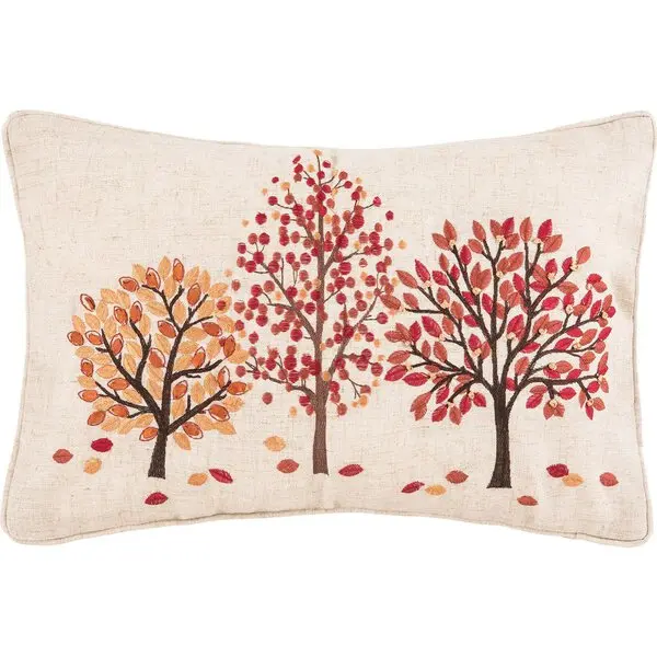 C&F HOME Autumn Forest Falling Leaves Embroidered Mini Accent Pillow 12" X 18
