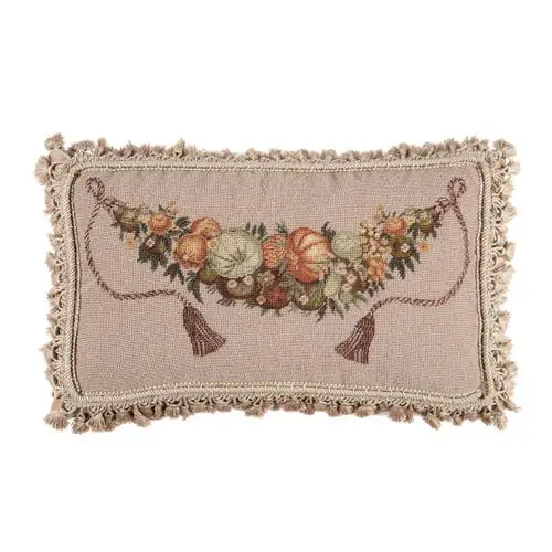 C&F HOME Pumpkins & Fruit Petit Point Wool Blend Decorative Accent Pillow