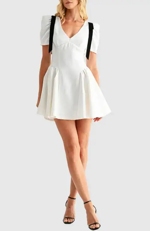 knee length dresses for ladies Klytie Black Halter-Neck Mini Dress With Puff-Ball Skirt – Club L London