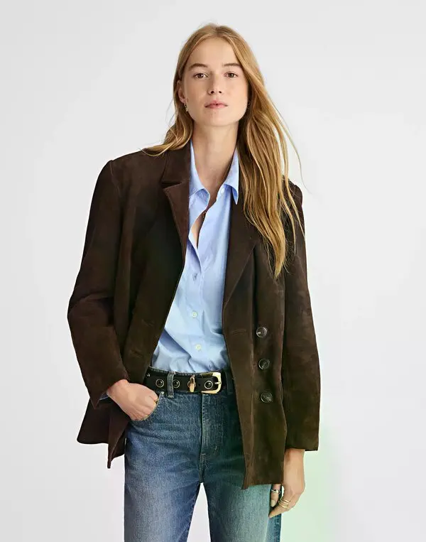 Madewell Suede Double-breasted Blazer