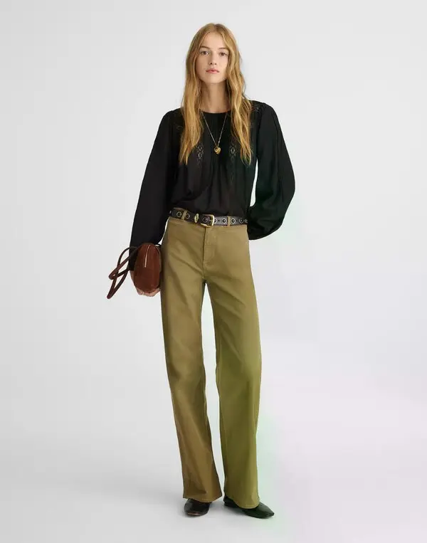 Madewell The Petite Wide-leg Pant - Green Khaki
