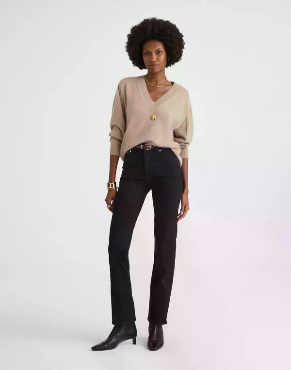 Madewell The Petite Longline Straight Jean - Black Frost
