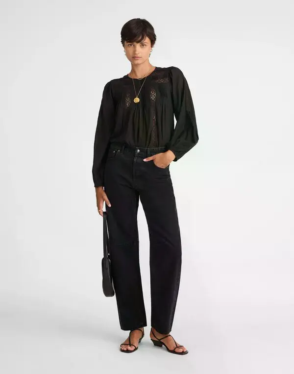 Madewell Petite Darted Barrel-leg Jeans - Washed Black