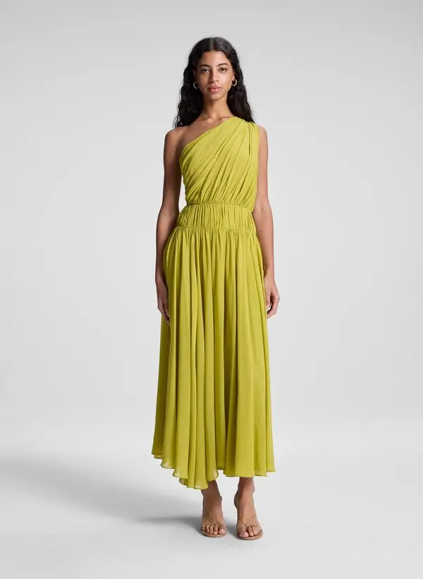 A.L.C. Silk One-shoulder Midi Dress