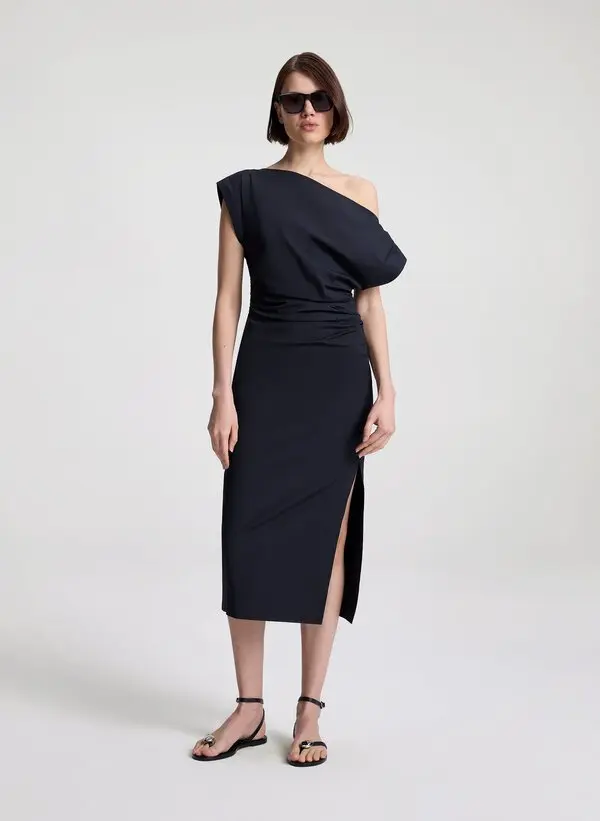 A.L.C. Nara Off-the-shoulder Midi Dress - Black
