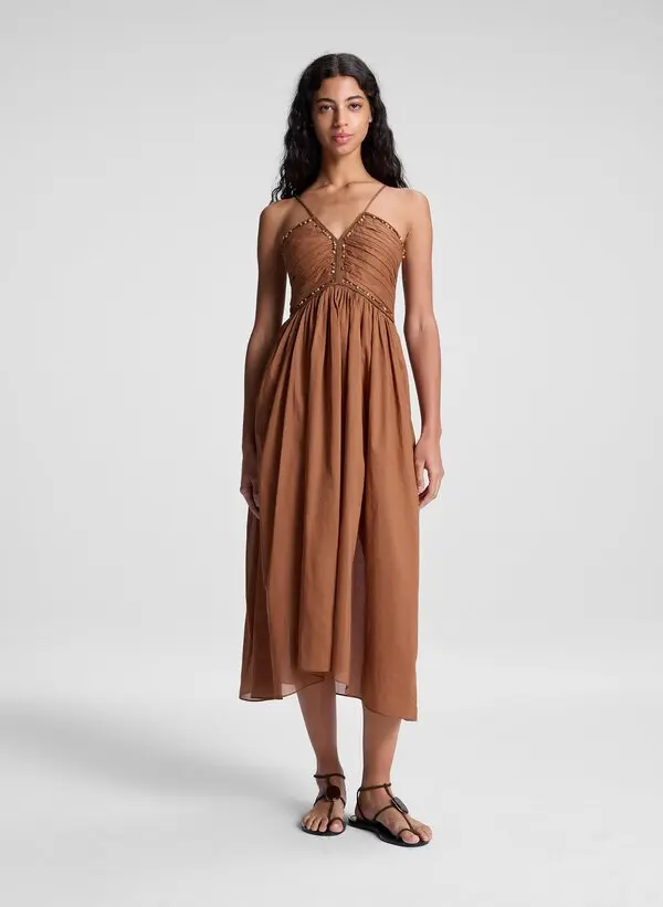 A.L.C. Rumi Embellished Cotton Midi Dress