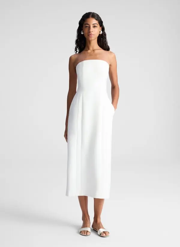 A.L.C. Elizabeth Strapless Midi Dress - White