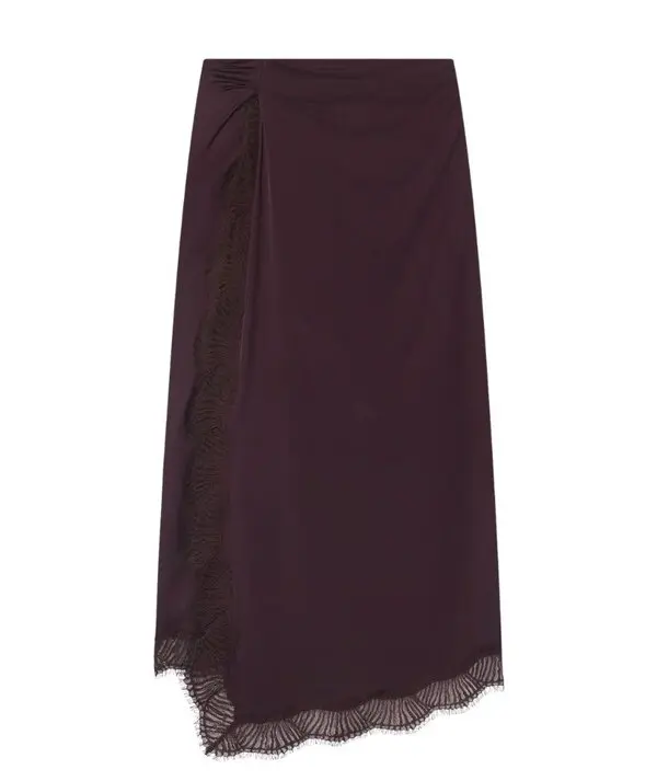 A.L.C. Bella Satin Midi Skirt - Deep Plum/deep Plum