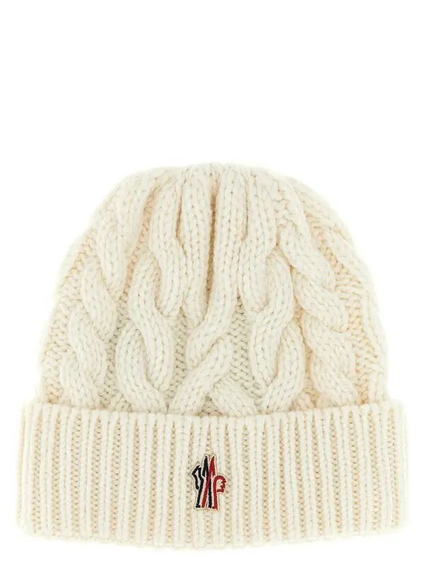 Moncler Braided Wool Beanie - White